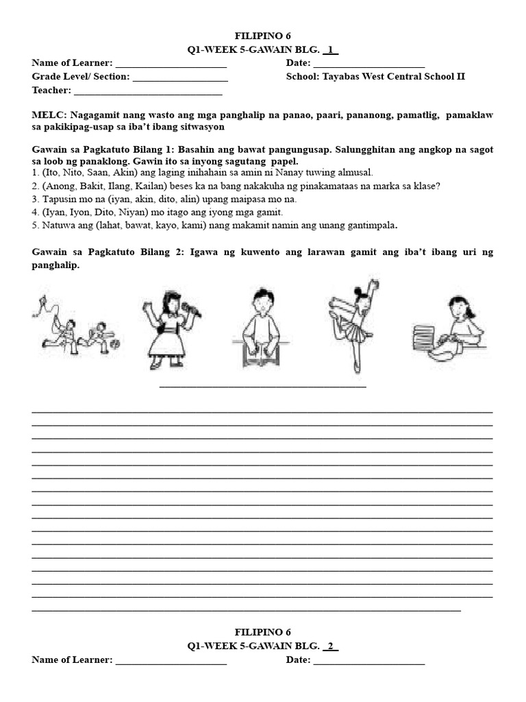 Filipino 6 Activity Sheets w5 | PDF