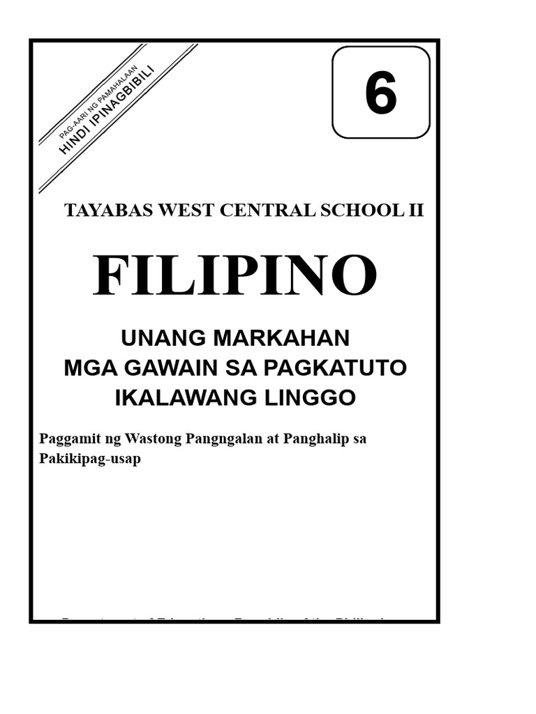 Filipino 6 Activity Sheets W2 | PDF