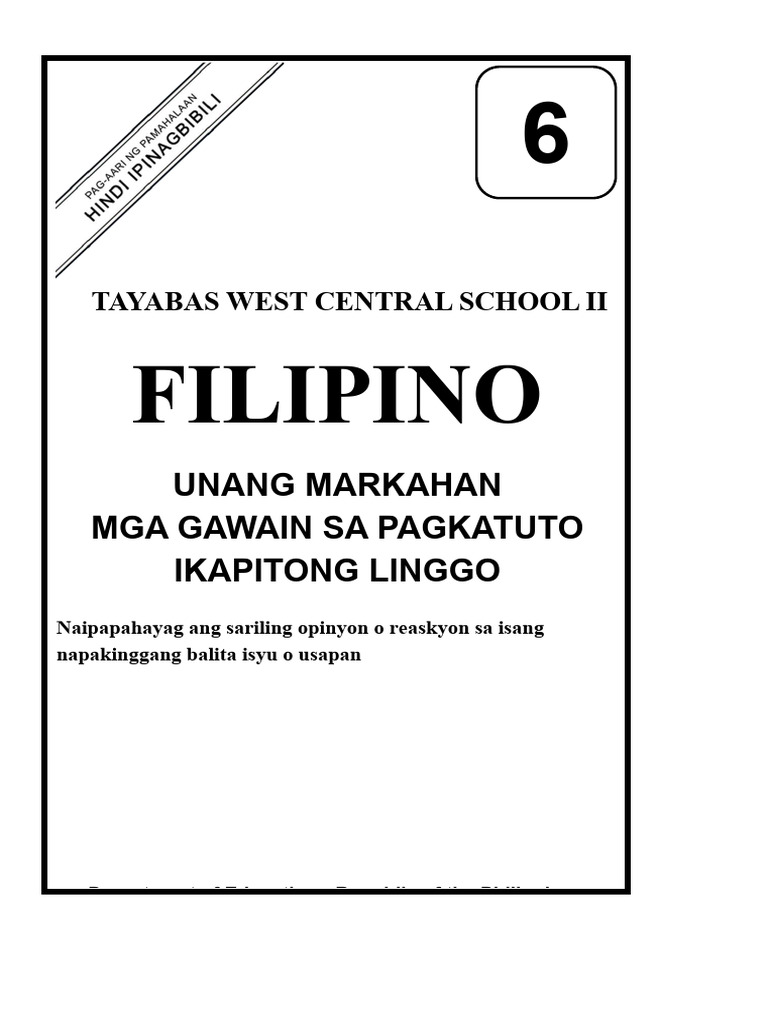Filipino 6 Activity Sheets W7 | PDF