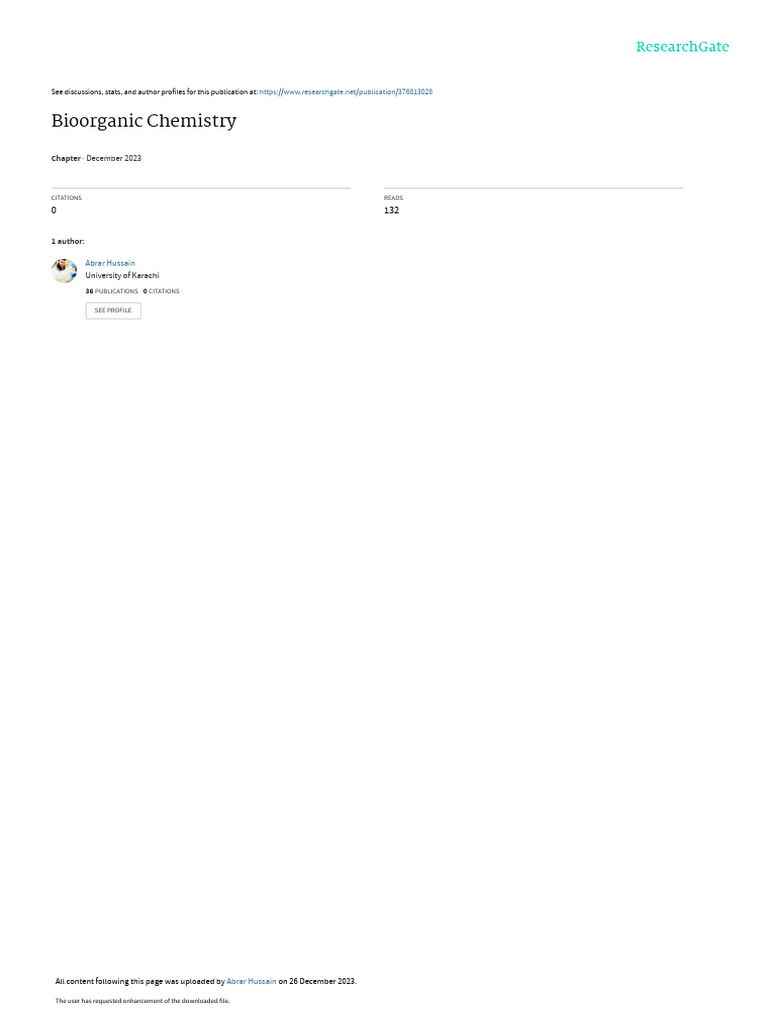 Understanding Bioorganic Chemistry Basics | PDF | Biochemistry | Chemistry