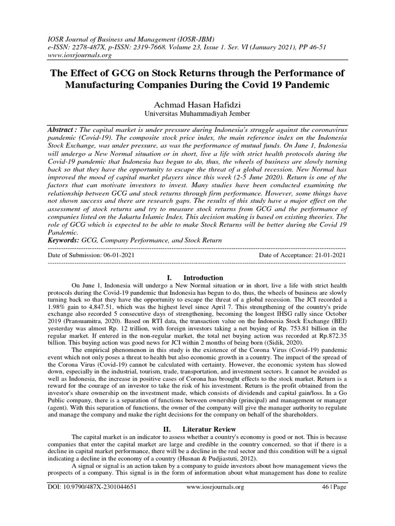 The Effect of GCG On Stock Returns Through The Performance of ...