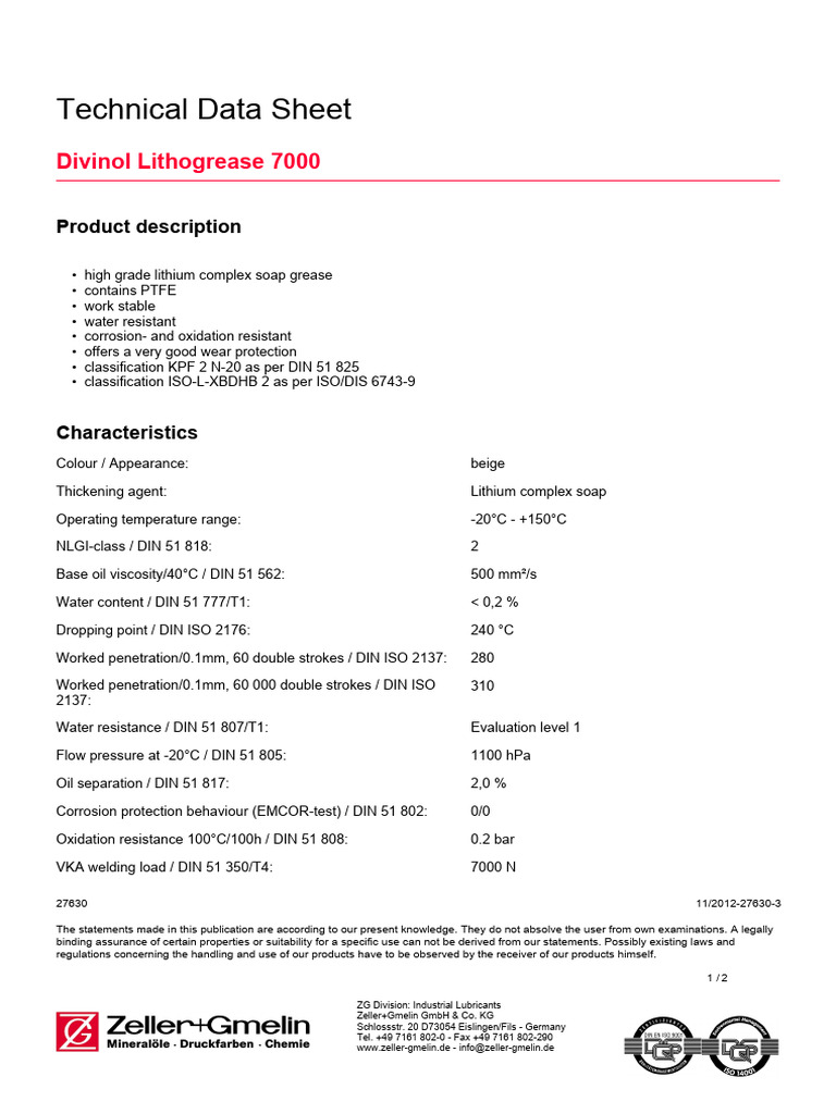 Lithogrease 7000 | PDF | Materials Science | Building Materials