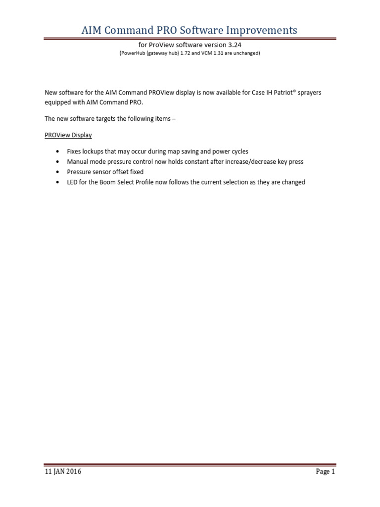 AIM Command PRO Software Improvements - 324 | PDF