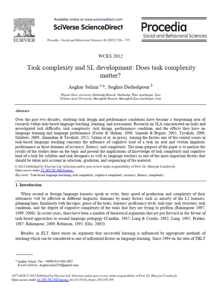 Does Task Complexity Matter | PDF | Second Language Acquisition | Fluency