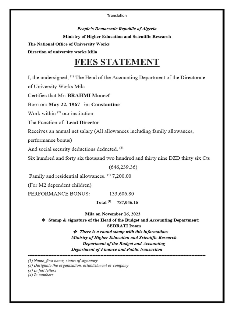 Work Certificate Moncef | PDF | Government Finances | Government