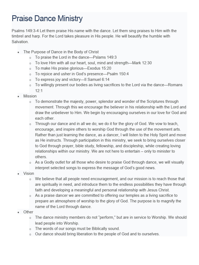 Praise Dance Ministry | PDF | Worship | Prayer