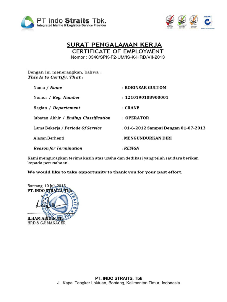 PAKLARING PT. INDO STRAITS, TBK - ROBINSAR GULTOM | PDF