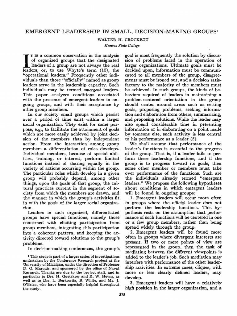 Emergent Leadership | PDF | Leadership | Emergence