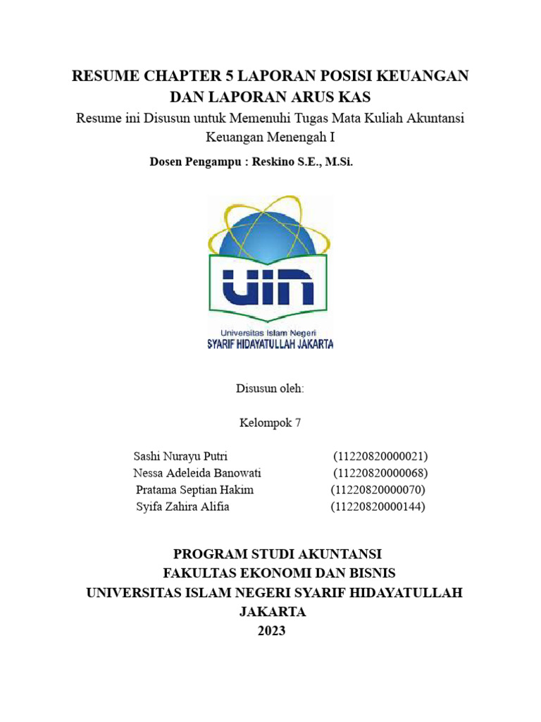 Kel 7 - Resume Chapter 5 Laporan Posisi Keuangan Dan Laporan Arus Kas | PDF
