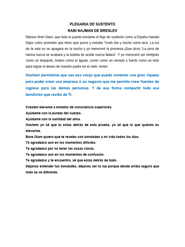 Plegaria de Sustento y Abundancia | PDF