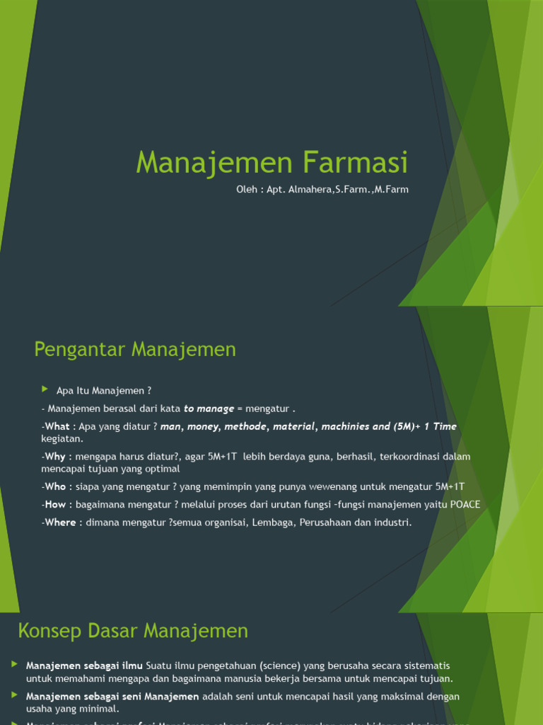 Pertemuan 1 Pengantar Manajemen Farmasi | PDF