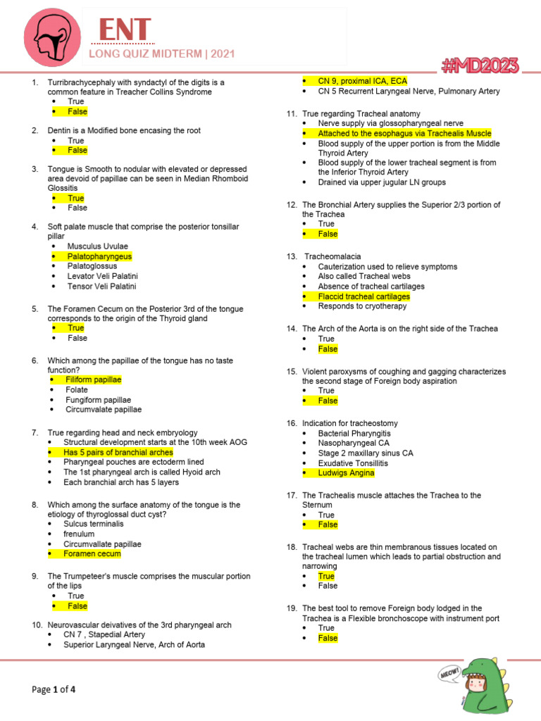 Ent Midterm Samplex | PDF | Larynx | Tongue
