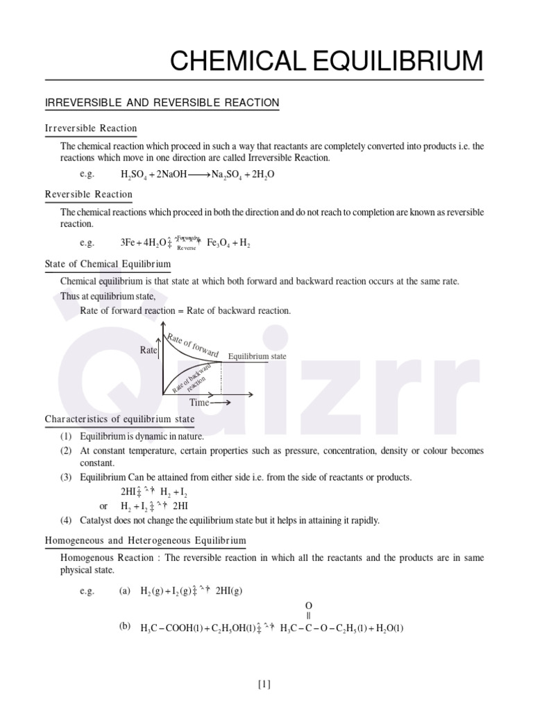 07 Chemical Equilibrium Formula Sheets Quizrr | PDF | Chemical ...