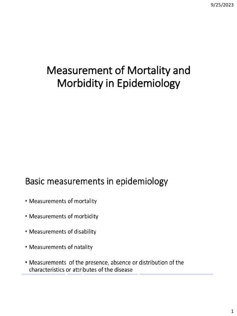 Measurment of Morbidity and Mortality | PDF | Mortality Rate | Infant ...