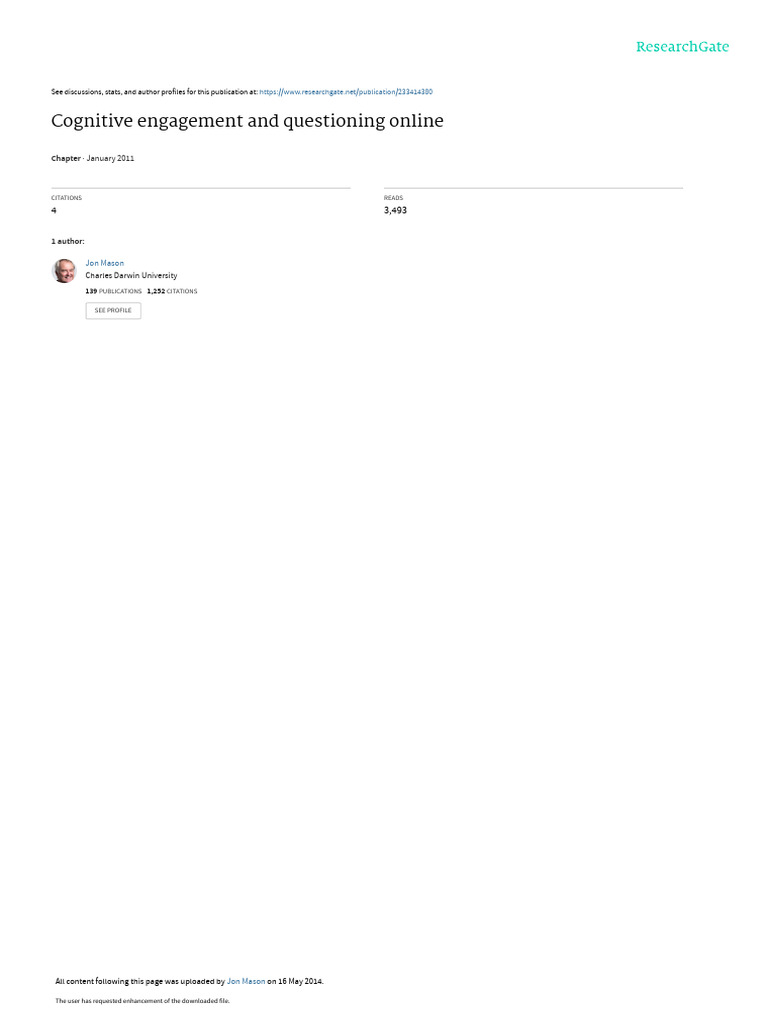 Cognitive Engagement and Questioning Online | PDF | Educational ...