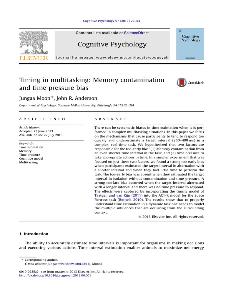 Timing in Multitasking - Memory Contamination and Time Pressure Bias ...