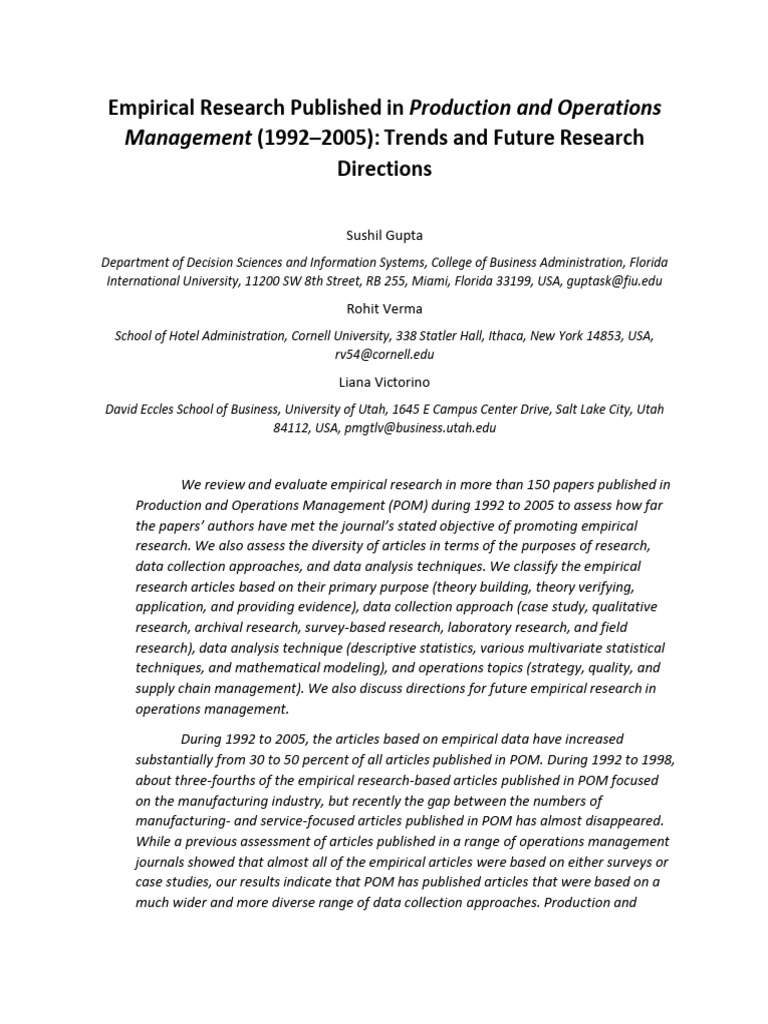 Verma36 Empirical Research Published | PDF | Statistics | Operations ...