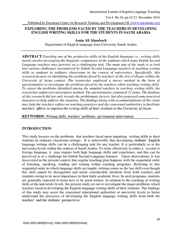 Academic - Exploring The Problems Faced by The Teachers in Developing ...