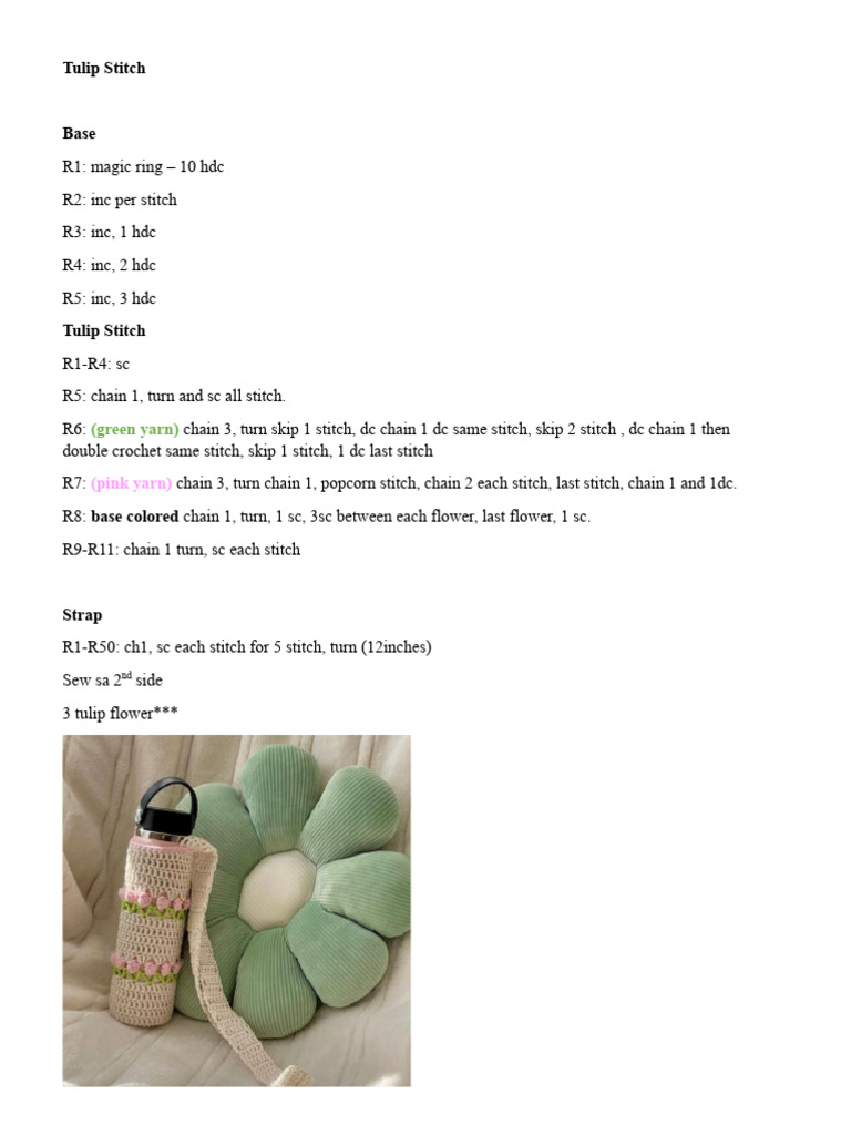 Tumbler Crochet Tulip Pattern | PDF | Art