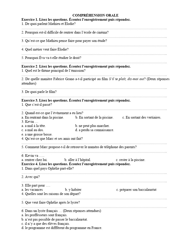 Compréhension orale B1 | PDF