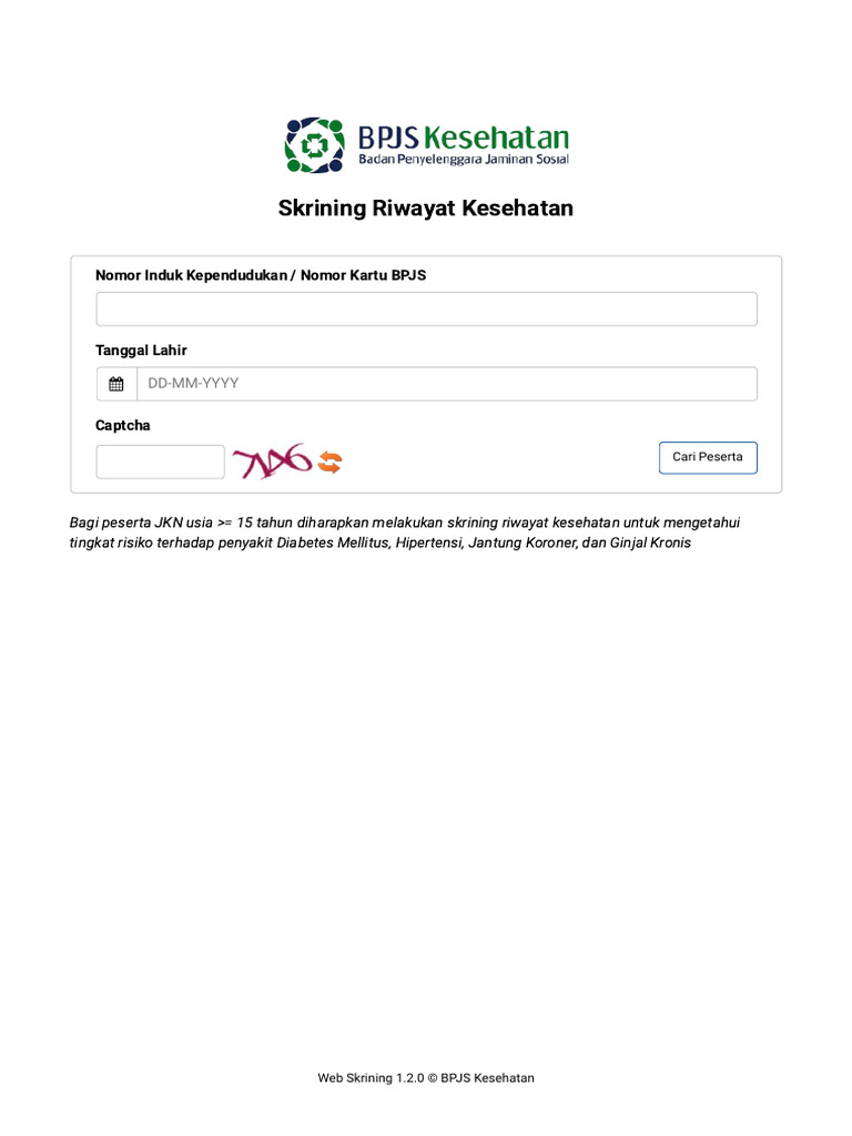 Web Skrining BPJS Kesehatan | PDF