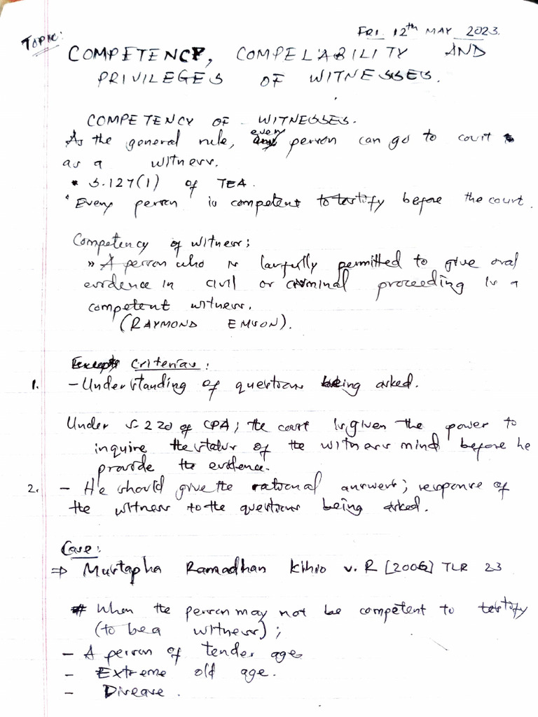 Competency of Witnesses | PDF