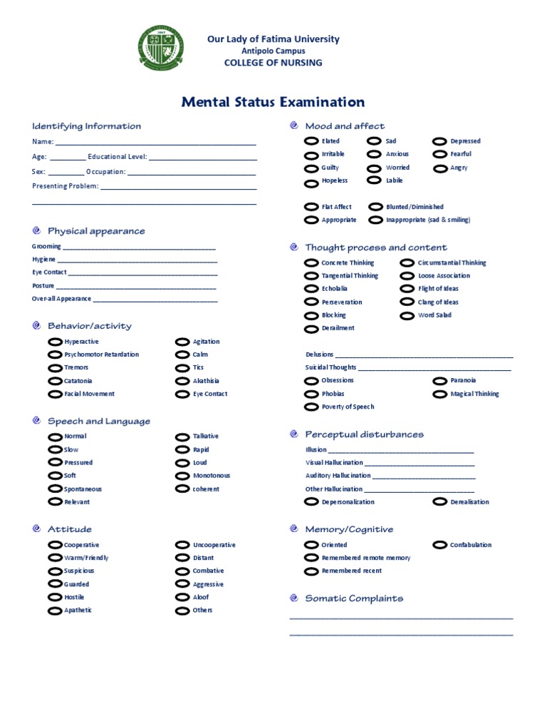 Mental Status Examination | PDF