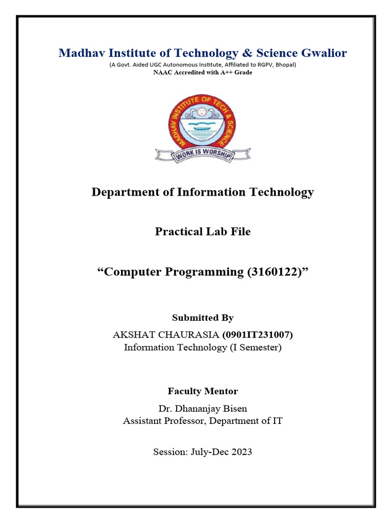 CP Lab Practical File | PDF | Namespace | Programming Paradigms