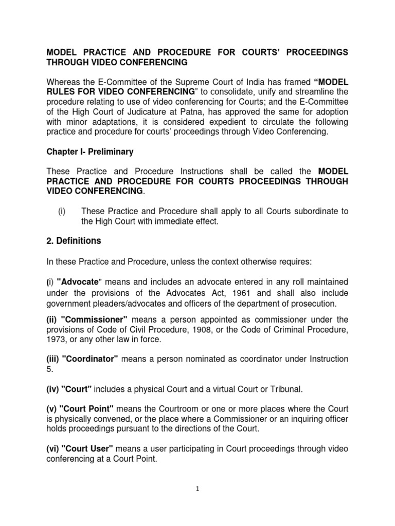 Video Conferencing Procedures for Courts | PDF | Deposition (Law ...