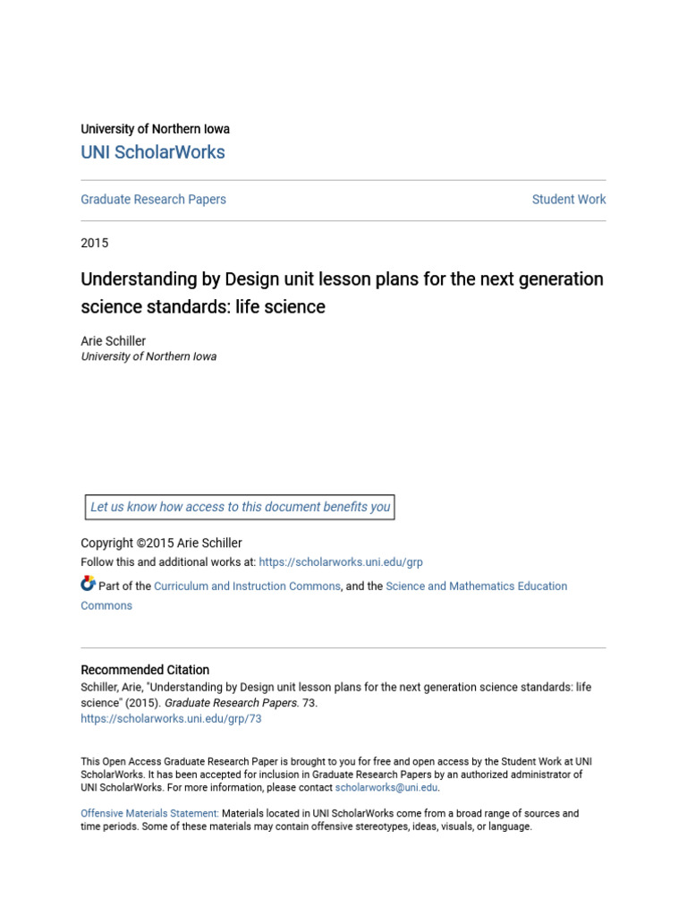 Understanding by Design Unit Lesson Plans For The Next Generation | PDF ...