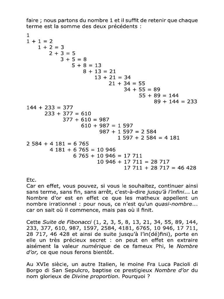 Suite de Fibonacci | PDF