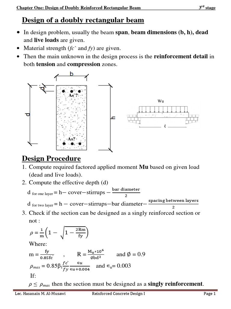Design of Doubly Rectangular Beam | PDF | Beam (Structure) | Reinforced ...
