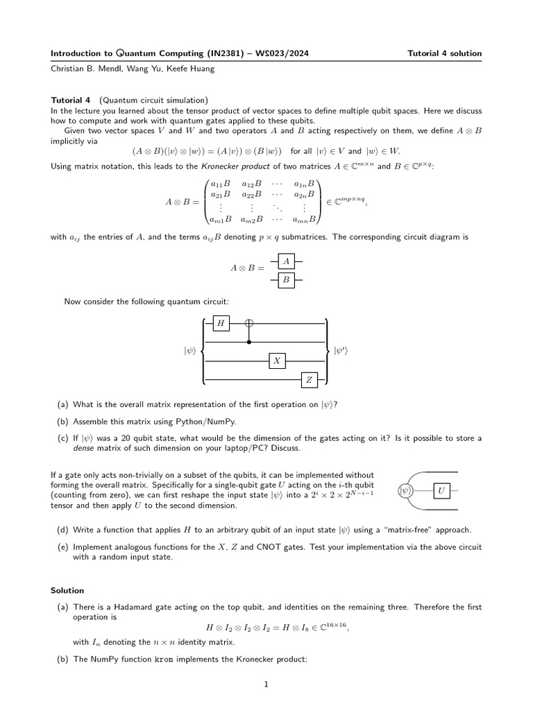 Tutorial4 Solution | PDF | Matrix (Mathematics) | Linear Algebra