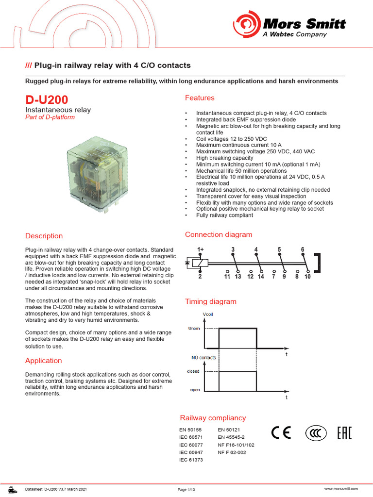 Datasheet D U200 v3 | PDF | Relay | Electrical Connector