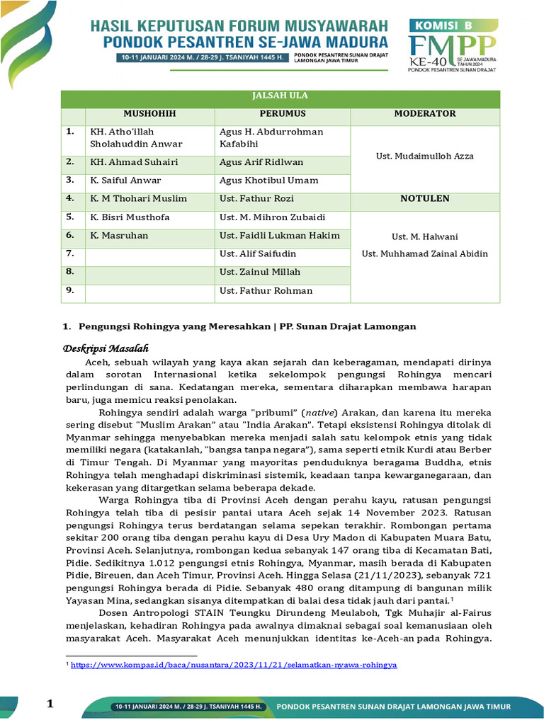 Komisi B - Hasil Keputusan FMPP 40 | PDF