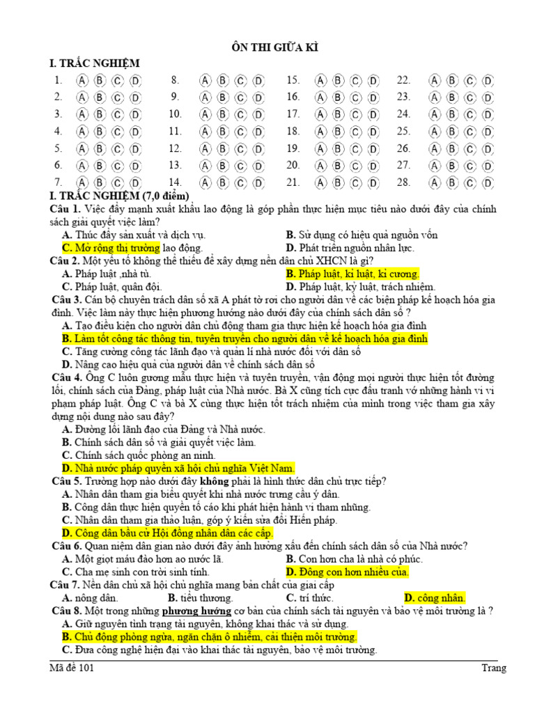 ĐỀ ÔN T27 THI GKI | PDF