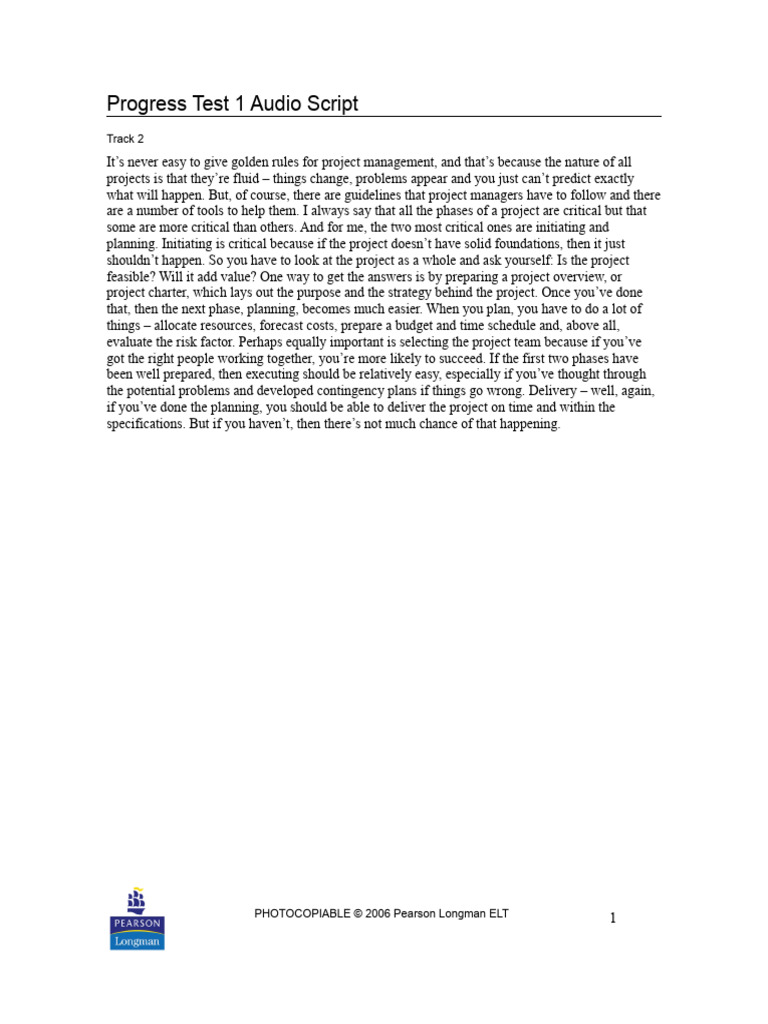 Progress Audio Script 1 | PDF