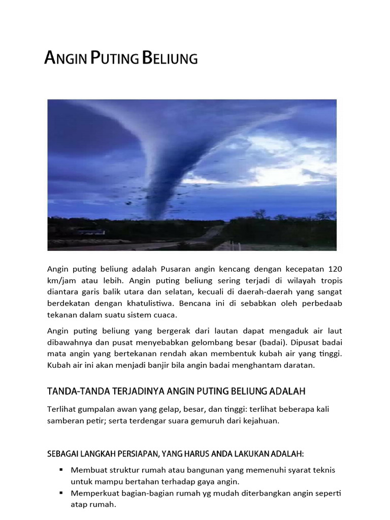 Apa Itu Puting Beliung Dan Cara Menghadapi Puting Beliung | PDF