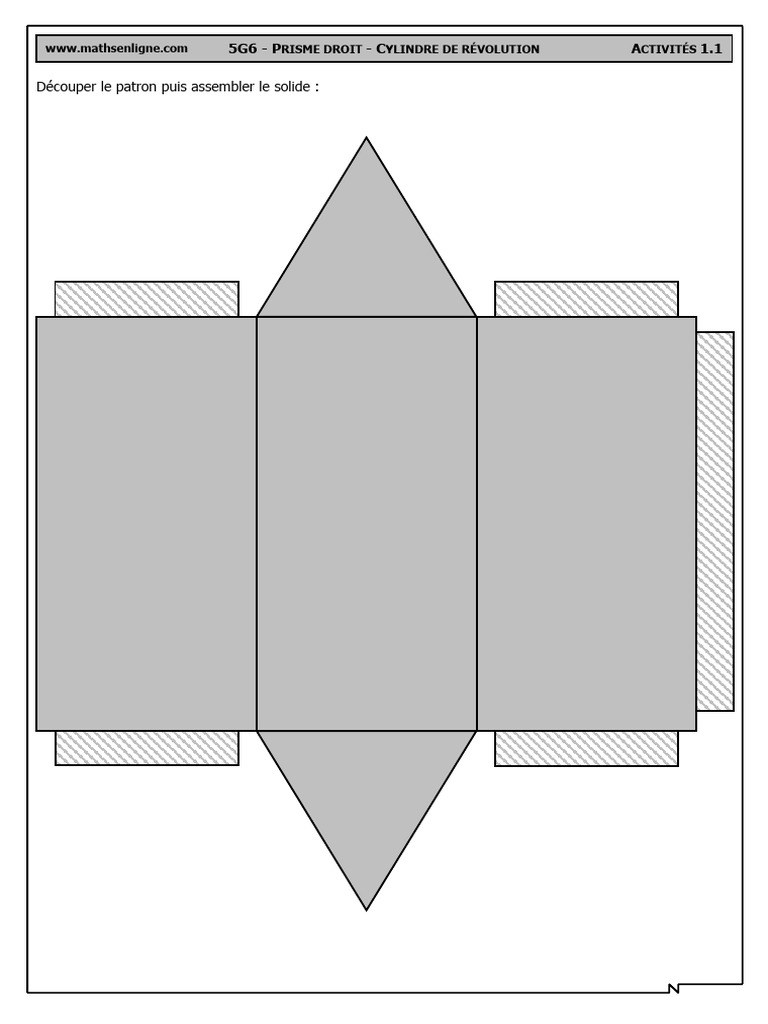 Patron du prisme droit à base triangulaire | PDF | Triangle | Polytope