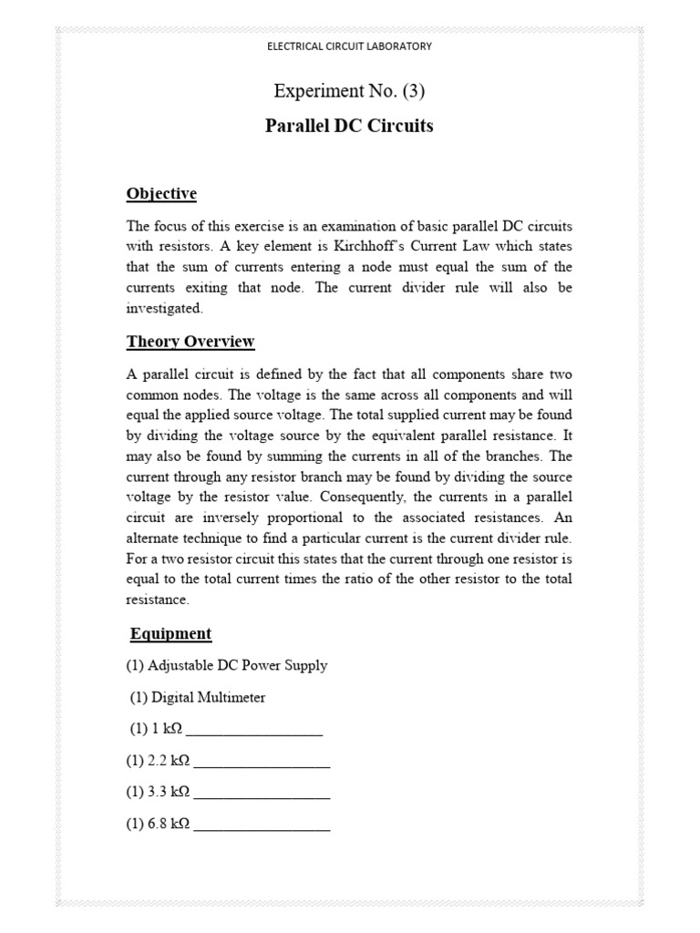 EXP. 3 Parallel DC Circuit | PDF | Electrical Network | Resistor