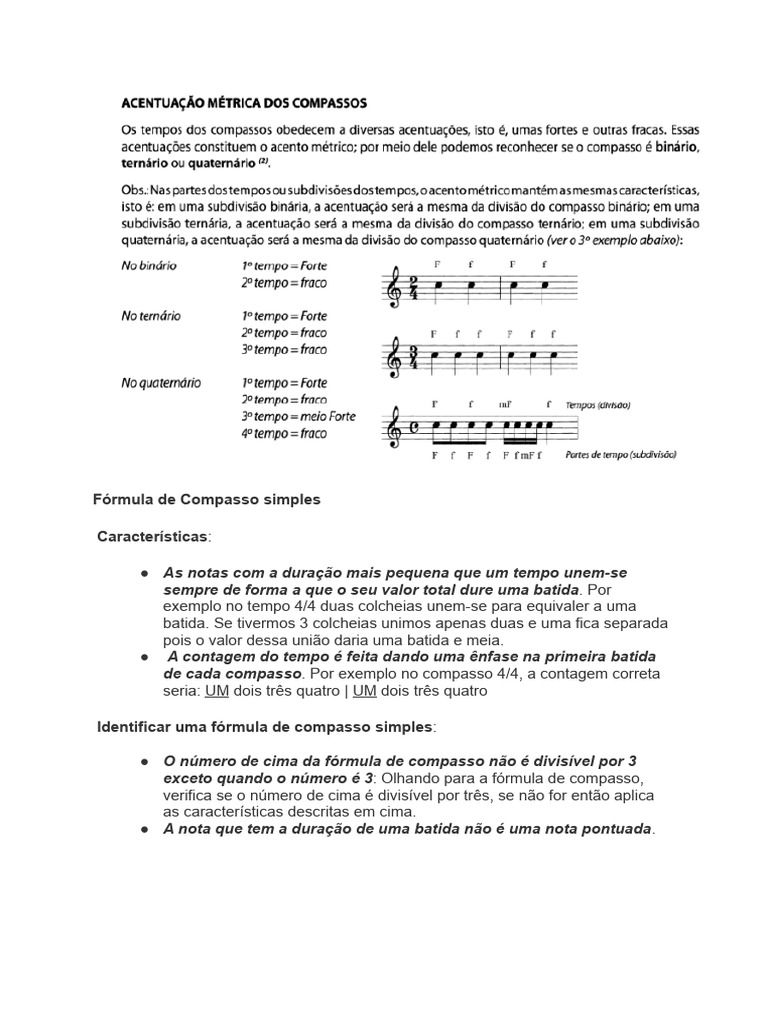 Compassos Simples e Composto | Download grátis PDF | Formas musicais ...