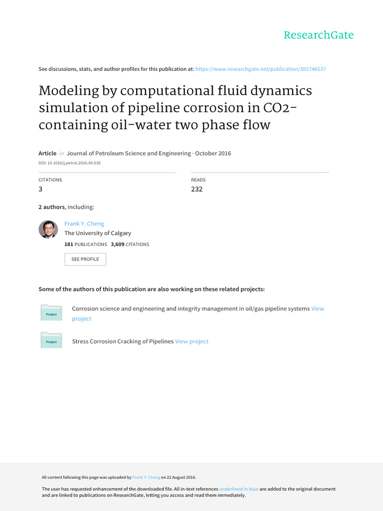 Modeling by Computational Fluid Dynamics Simulation of Pipeline Corrosion in CO2-containing Oil ...