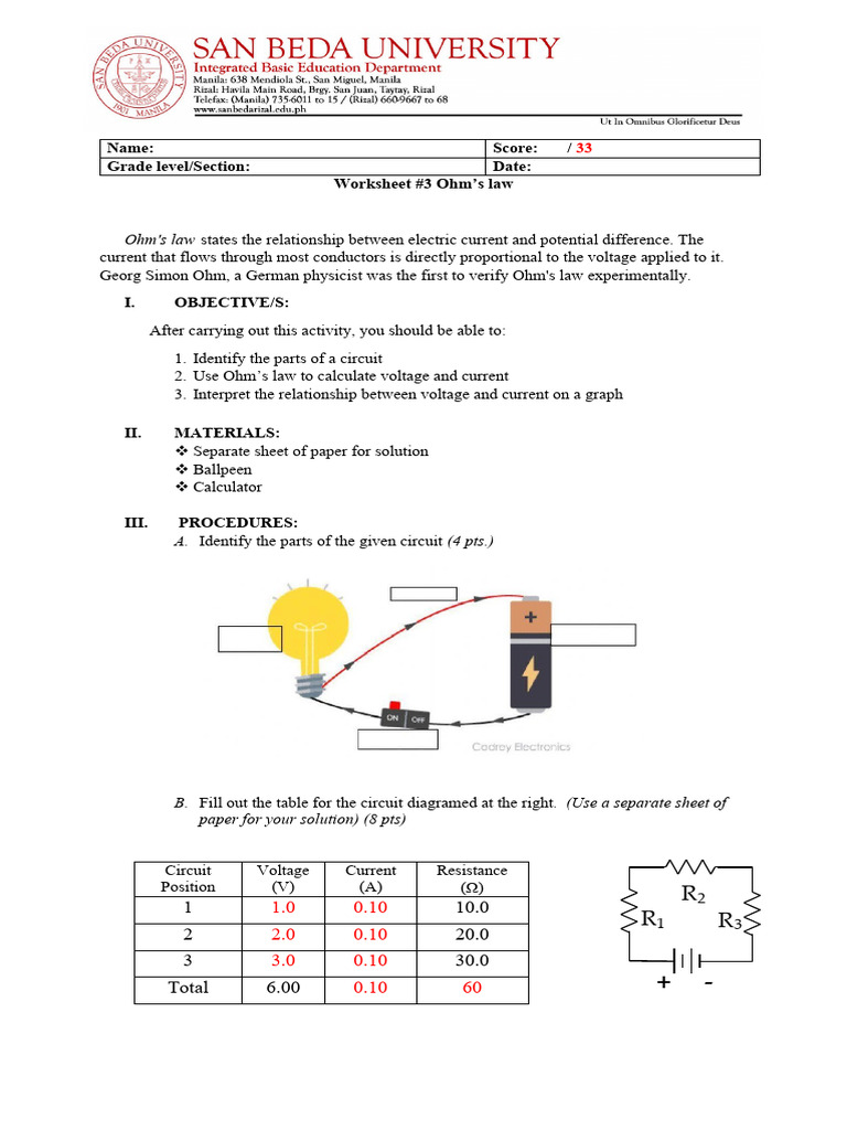 2Q - Worksheet-3 - Ohms-Law - ASWER KEY | Download Free PDF ...