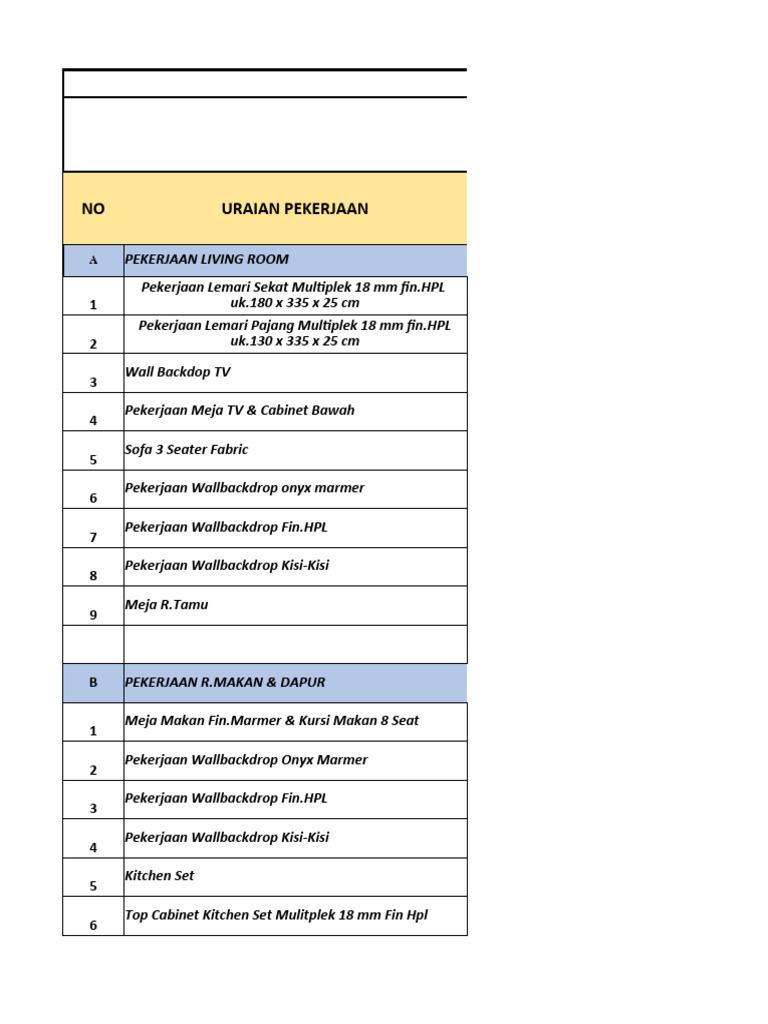 Rencana Anggaran Rumah Irva | PDF