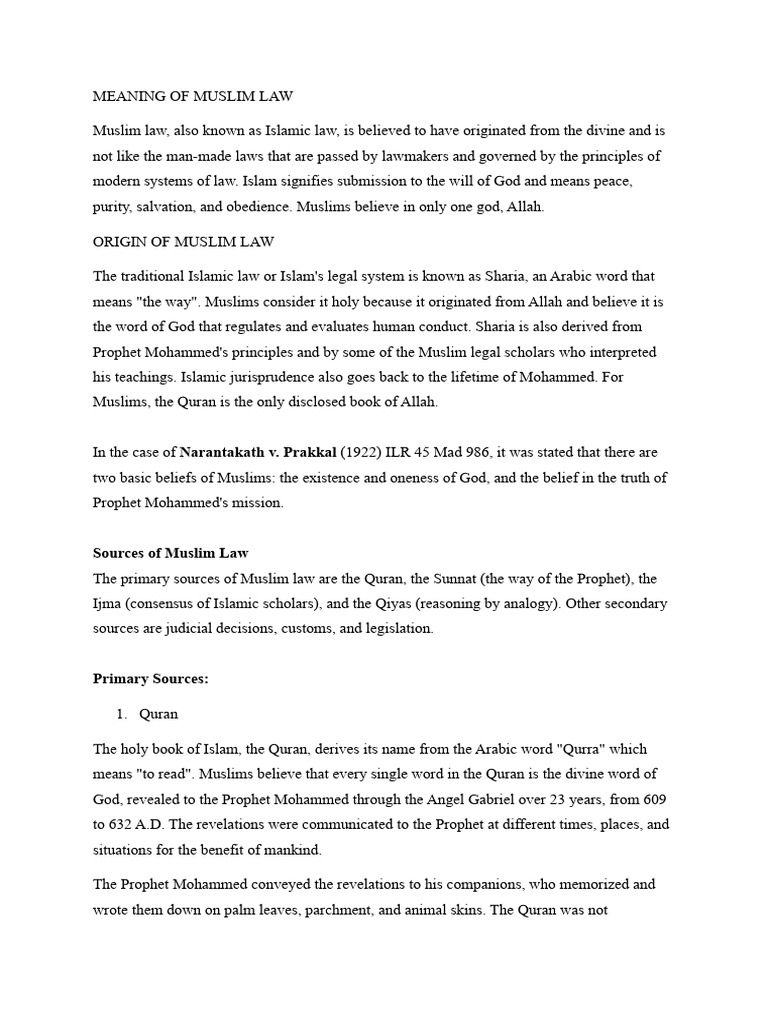 Understanding Muslim Law and Its Sources | PDF | Sharia | Quran