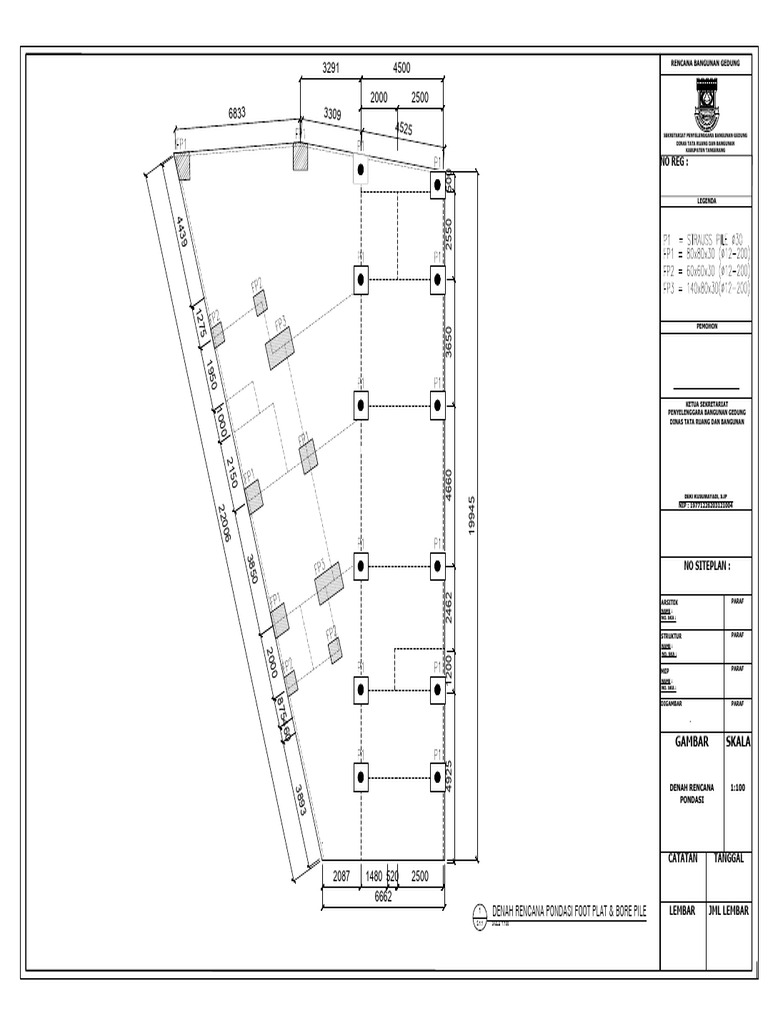 STR 00 - DENAH RENCANA PONDASI FOOT PLATE & BOREDPILE | PDF