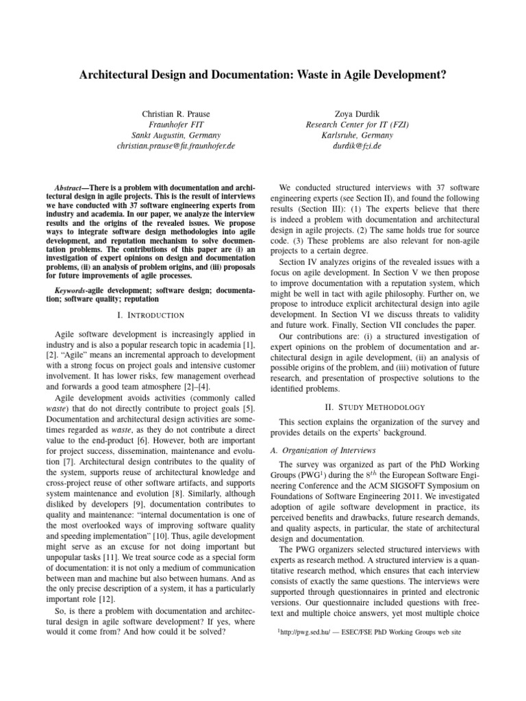 Architectural Design and Documentation Waste in Agile Development | Download Free PDF | Agile ...
