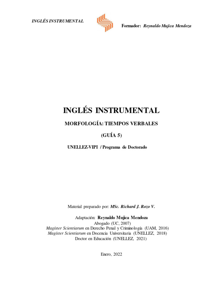 Guía 5 (Tiempos Verbales) ingles reynaldo | PDF | Verbo | Gramática