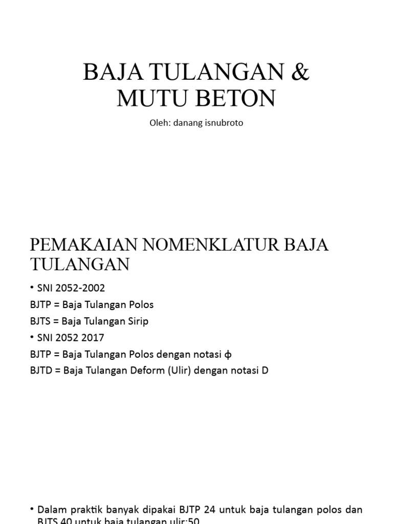 Baja Tulangan & Mutu Beton | PDF
