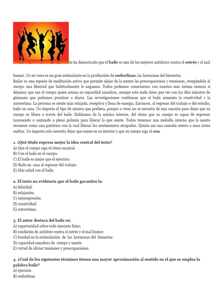 Beneficios del baile para la salud | PDF | Elemento transponible | Amor